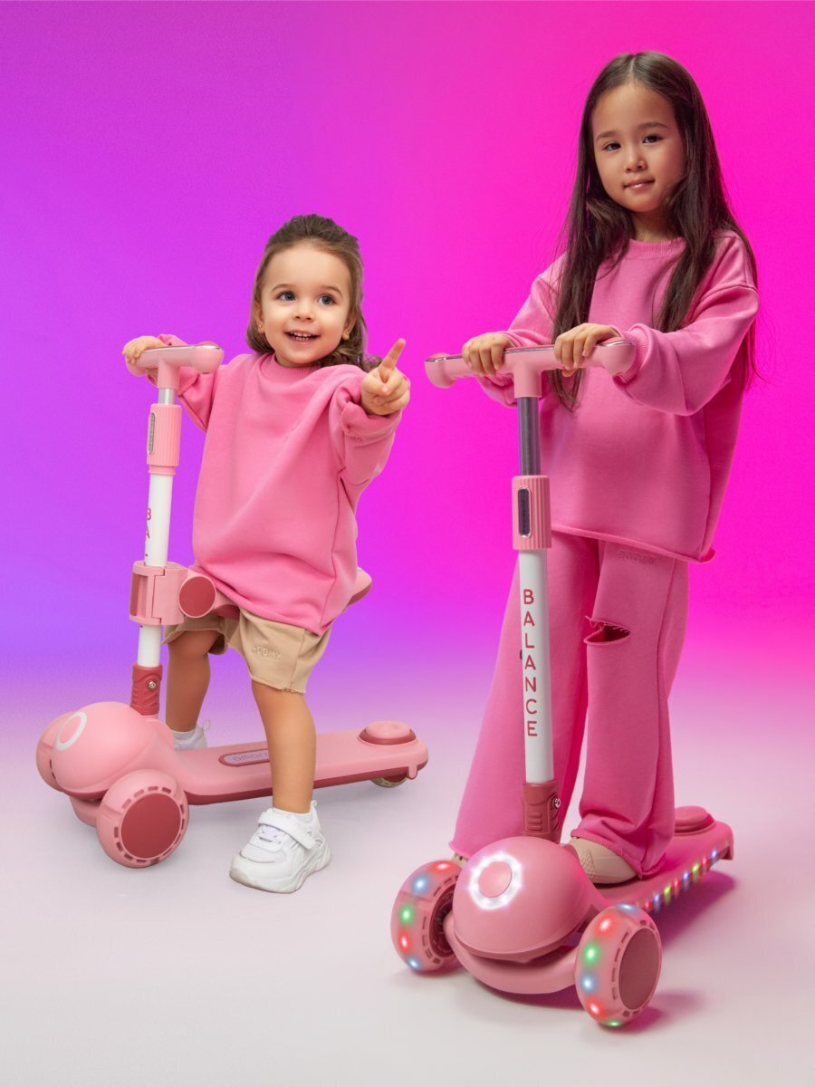 Самокат (кикборд) трехколесный Amarobaby Balance, розовый. Официальный ...